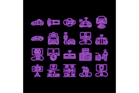 Car Self Vehicle Drive Smart Auto Neon Glow Icon