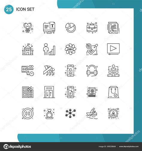 Set Commercial Lines Pack Chart Briefcase Font Bag Business Editable Stock Vector By ©flatart