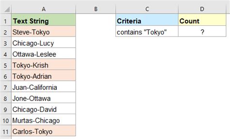 计算 Excel 中包含特定文本的单元格数量 计算 Excel 中包含特定文本的单元格数量
