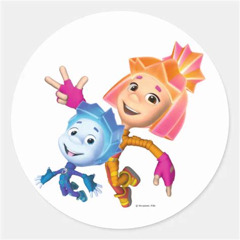 The Fixies Simka And Nolik Classic Round Sticker Zazzle