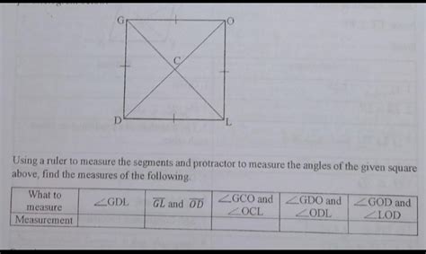 solved using a ruler to measure the segments and protractor to measure