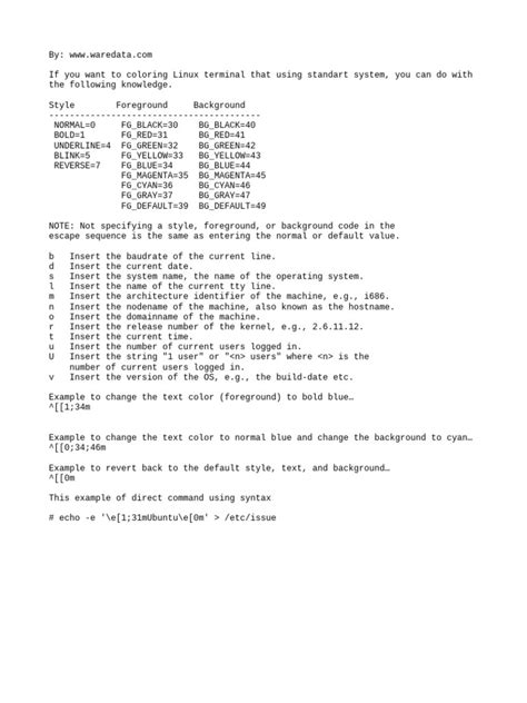 Coloring Linux Terminal Pdf