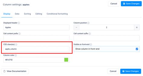 coloring and styling columns wpdatatables tables and charts plugin
