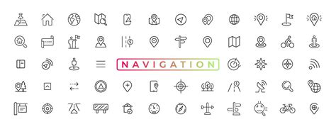 Navigation Location Gps Elements Thin Line Web Icon Set Outline Icons Collection Simple