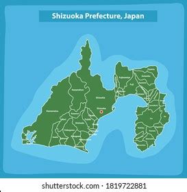 Shizuoka Prefecture Region Japan Map Stock Vector Royalty Free