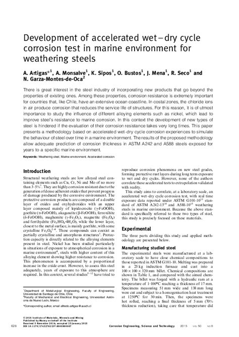 Pdf Development Of Accelerated Wet Dry Cycle Corrosion Test In Marine Environment For