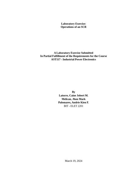 Group N07 Laboratory Exercise 1 Ast117 Industrial Power Electronics