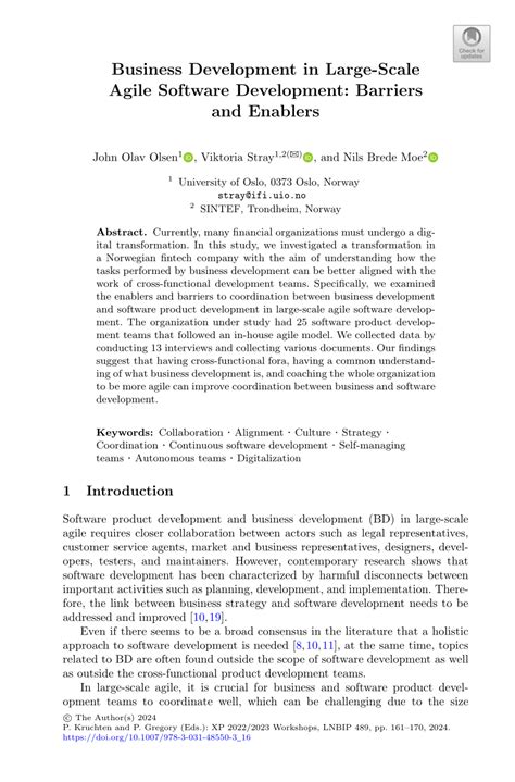 Pdf Business Development In Large Scale Agile Software Development