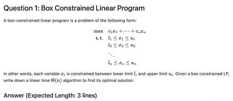 Solved Question Box Constrained Linear Program A Chegg