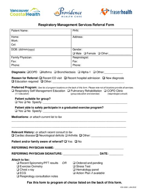 Fillable Online Pulmonary Referral Form 120815xlsx Fax Email Print