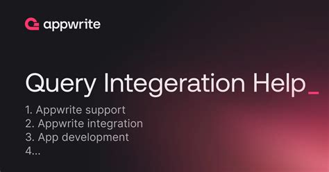 Query Integeration Help Threads Appwrite