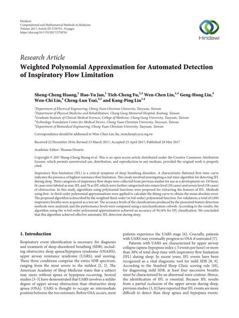 Pdf Weighted Polynomial Approximation For Automated Detection Of Inspiratory Flow Limitation