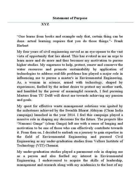 Statement Of Purpose For Tu Delft 1updated Pdf Engineering