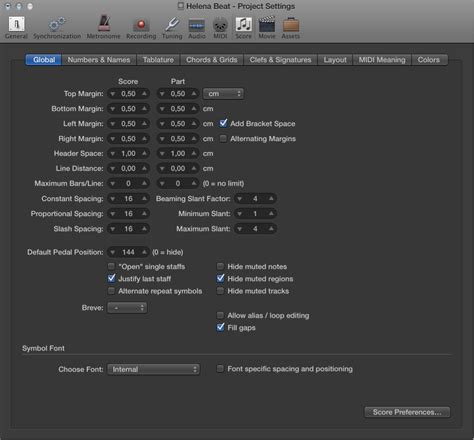 スコアの「グローバル」設定 Logic Pro X ヘルプ