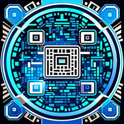Premium Vector Qr Barcode Blue Circuit Board Digital Qr Code