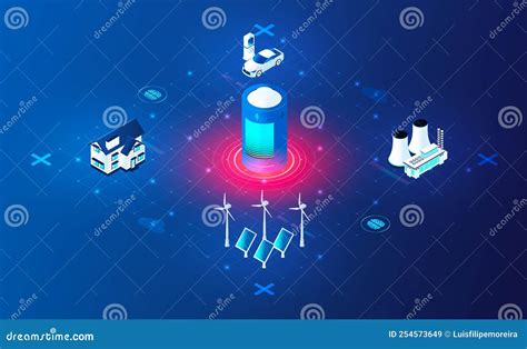 Smart Energy Grid And Virtual Power Plant Concept 3d Illustration Stock Illustration