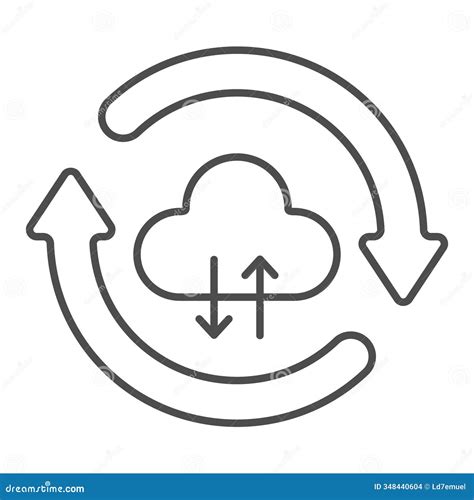 Circular Arrows With Cloud Thin Line Icon Data Sharing Concept Vector