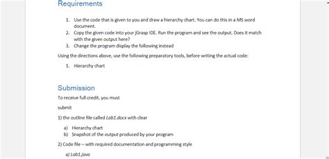 solved 1 load the program given to you called lab1 java