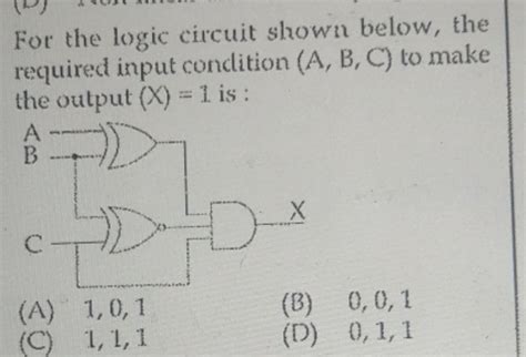 For The Logic Circuit Shown Below The Required Input Condition A B