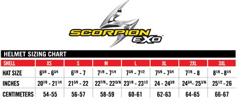 Scorpion Helmet Size Chart