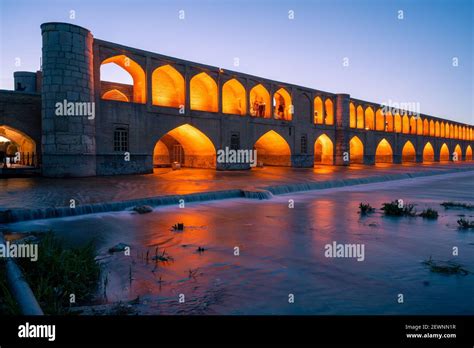 Isfahan Iran 14042019 Nightfall At The Si O Se Pol Bridge