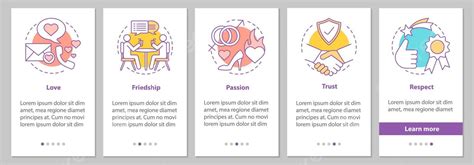 Onboarding Mobile App Page Screen With A Focus On Relationships And Emotions Vector Template