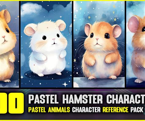 Artstation 200 Pastel Hamster Characters 4k Reference Image Pack