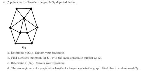 solved 5 points each consider the graph gg depicted below g3