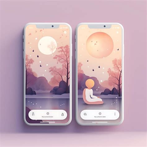 Premium AI Image Mobile App Layout Design Of Meditationand Breathing Exercises For Anxiety