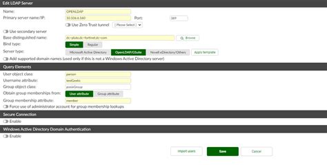 Not Able To Import Open Ldap User To Fortiauthenti Fortinet Community