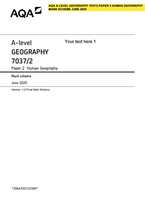 Aqa Gcse Physics 8463 1h Paper 1 Higher Tier Mark Scheme June 2020