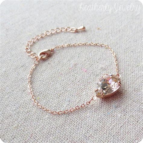 Swarovski Crystal Blush Bracelet Blush Pink Bridal Bracelet Rose Gold