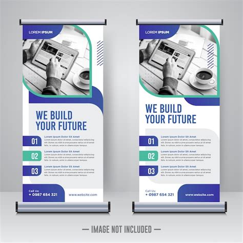 회사 롤업 또는 X 배너 디자인 서식 파일 프리미엄 벡터