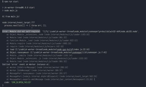 Error Module Did Not Self Register · Issue 314 · Yfinkelsteinnode