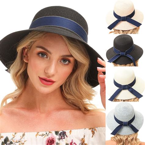 Women Sun Hat Summer Straw Hat Floppy Beach Hat Wide Brim Uv Protection