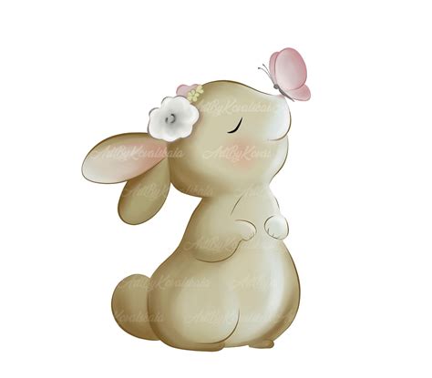 Bunny Clipart Cute Bunny PNG Rabbit Digital Download Etsy