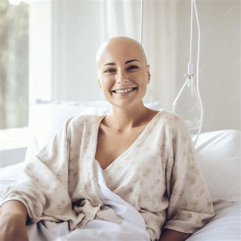 Premium Photo Chemotherapy Apparatus Bald Smiling Woman With Cancer
