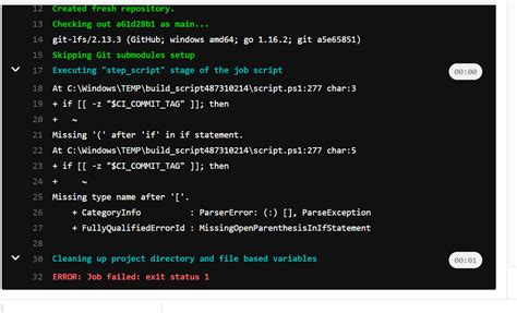 Gitlab Getting If Z Cicommittag Then ~ Error On Windows 10 While Using