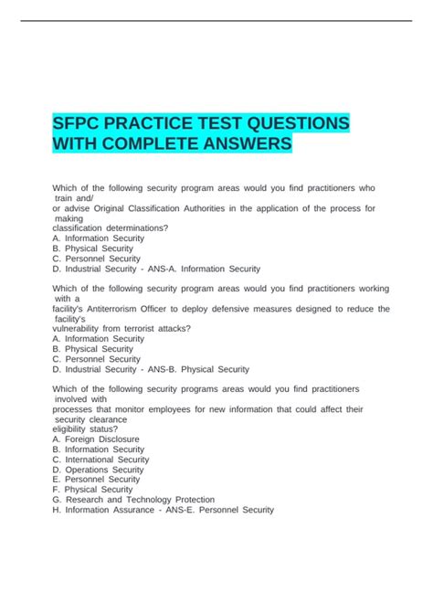 Sfpc Practice Test Questions With Complete Answers Also Pre Stuvia Us