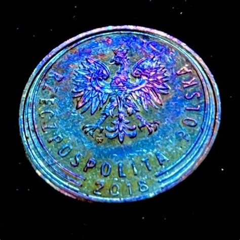 2018 Poland 🇵🇱 20 Groszy Coin Monster 🌈 Rainbow Toned Wow Lot 026
