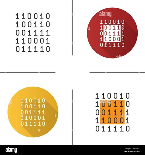Binary Code Icon Flat Design Linear And Color Styles Digital Data