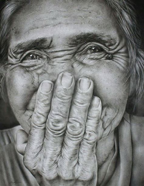 نقاشی سیاه قلم چهره خیس