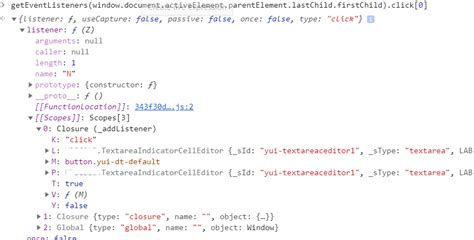 Javascript Get A Property Listed In The Browsers Event Listener Tab
