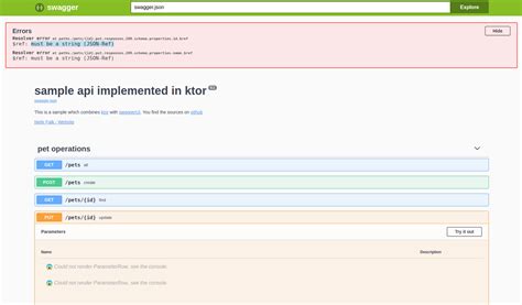 Errors On Swagger Page Ref Must Be A String Json Ref · Issue 29