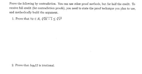 Solved Prove the following by contradiction. You can use | Chegg.com