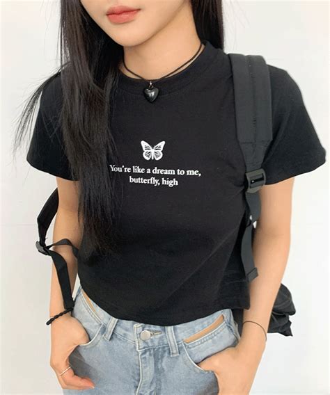 [프레첼] 나비 박스 크롭 반팔티 에이블리