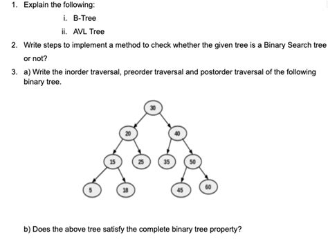 Solved 1 Explain The Following I B Tree Ii Avl Tree 2