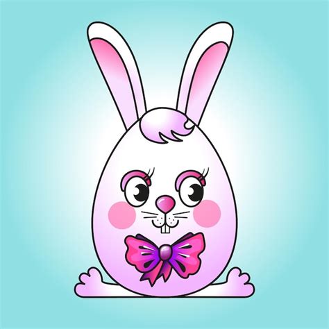 Забавный зайчик с бантиком в виде пасхального яйца. | Премиум векторы