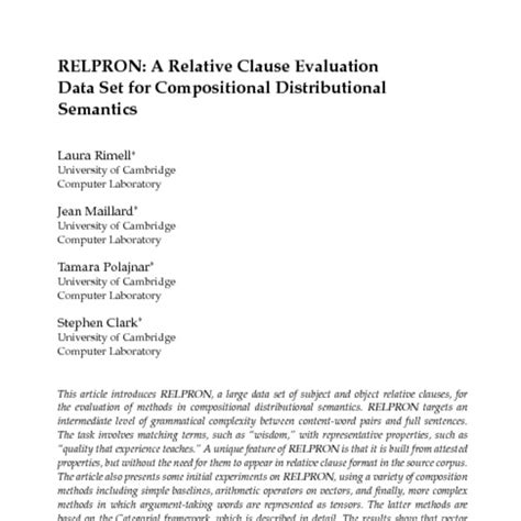 Relpron A Relative Clause Evaluation Data Set For Compositional
