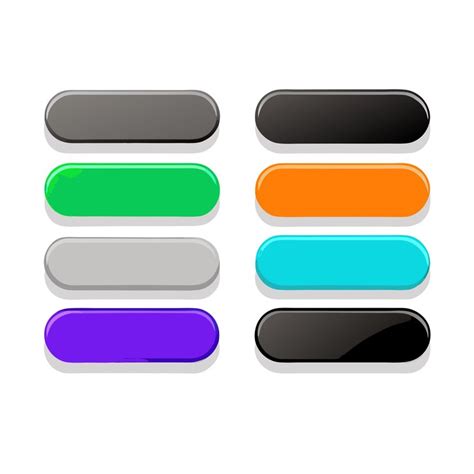 3d style empty rectangular web app button in set 4 premium ai